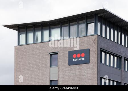 Securitas AB, logo at the headquarters of the Swedish security group ...