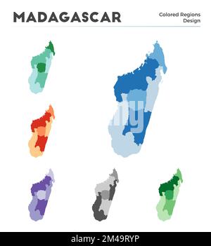 Isolated colored map of Madagascar with borders of the regions Stock ...
