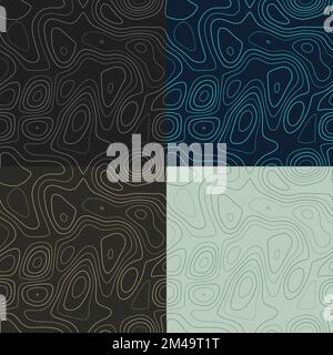 Topography patterns. Seamless elevation map tiles. Appealing isoline ...