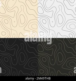 Topography patterns. Seamless elevation map tiles. Amazing isoline ...