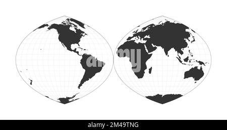 World contour. Quartic authalic projection interrupted into two ...