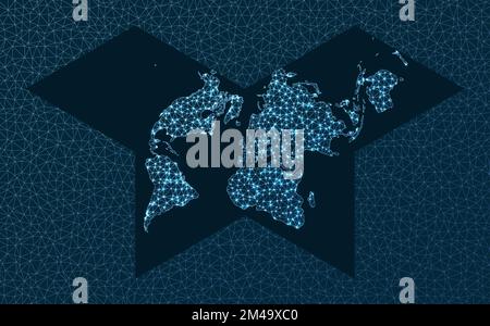 Abstract telecommunication world map. Collignon projection. World ...