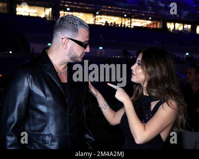 DJ Snake and Lebanese pop singer Nancy Ajram seen during Qatar Fashion ...