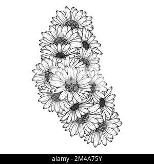 daisy flower zen doodle art design in detailed clip art vector graphic ...
