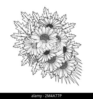 daisy flower zen doodle art design in detailed clip art vector graphic ...