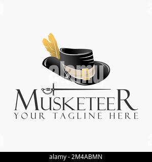 Musketeer hat with fur and sword image graphic icon logo design ...