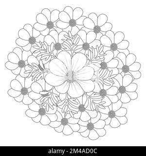 cosmos flower coloring page of contour blooming cosmos plant for summer ...