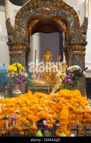View of the Erawan Shrine ( The four-faced Brahma statue or Phra Phrom ...