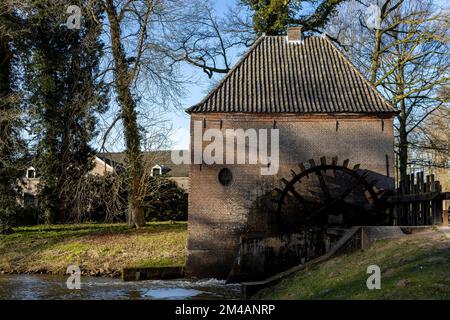 Facility water management at Hackfort castle among winter barren trees ...