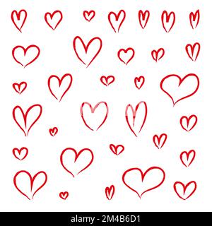 Brushstroke funky heart vector. Heart shape illustration. Hand-drawn ...