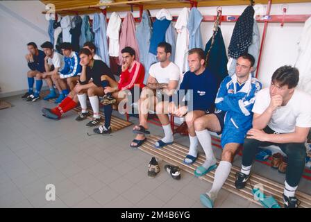 AS Astrea prison police football team in the locker room, Rome, 1994 ...