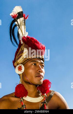 Phom-Warriors fully decorated at Hornbill-Festival Stock Photo - Alamy