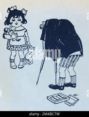 Vintage newspaper drawing by designer Antonio Rubino, Italy 1950s Stock ...