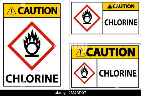 Caution Chlorine Oxidizer GHS Sign On White Background Stock Vector ...