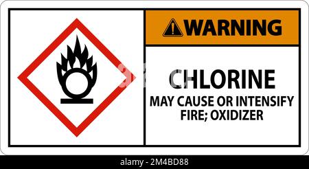 Warning Chlorine May Cause Or Intensify Fire GHS Sign Stock Vector ...