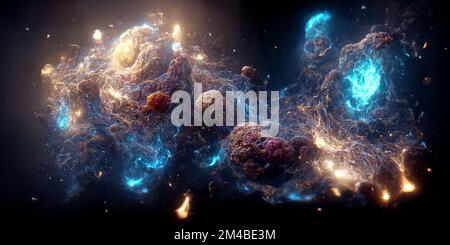 A 3D rendering of beautiful Nebula and galaxies in space Stock Photo ...