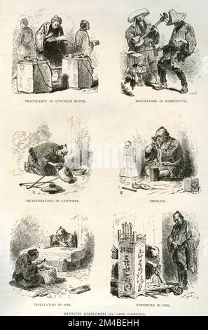 Japanese trades, Japan, illustration 1871 Stock Photo - Alamy