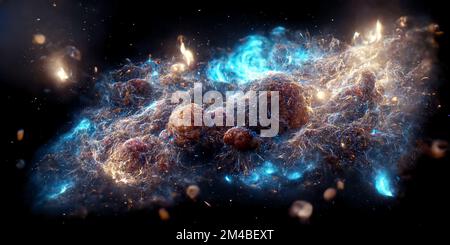 A 3D rendering of beautiful Nebula and galaxies in space Stock Photo ...