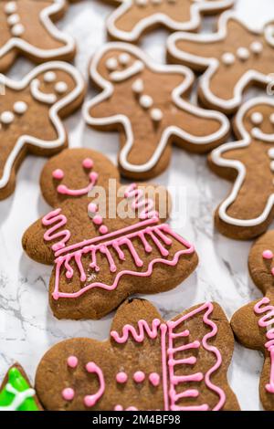 Christmas gingerbread cookies with royal icing Stock Photo - Alamy