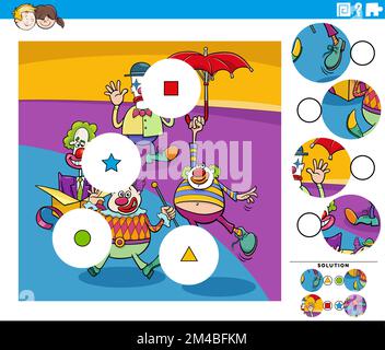match pieces game with cartoon clowns characters Stock Vector Image ...