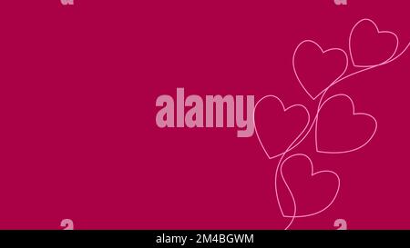 Hearts chain single continuous line art. Romantic love date ...