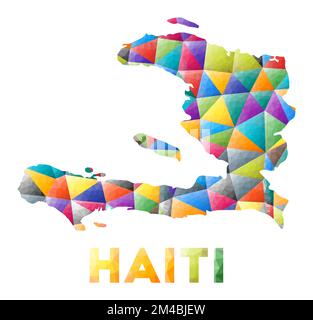 Low poly map of Haiti. Haiti geometric polygonal, mosaic style map ...