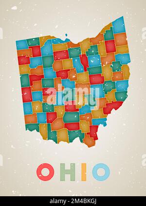 Ohio vintage map. Grunge map of the US state with distressed texture ...