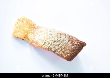 grilled salmon fish slice arranging on white background Stock Photo - Alamy