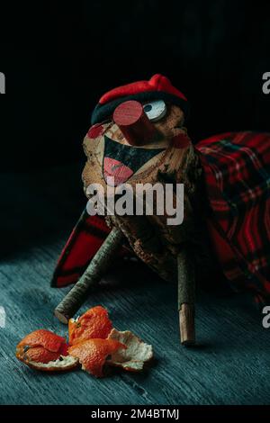 a homemade catalan tio de nadal, a magical christmas character, typical ...