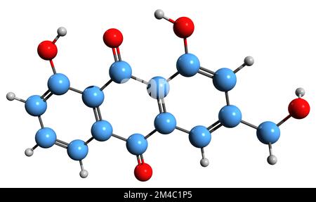 3D image of Emodin skeletal formula - molecular chemical structure of ...