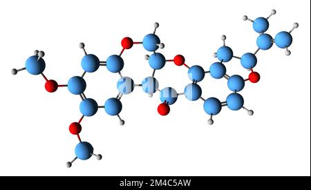 3D image of Rotenone skeletal formula - molecular chemical structure of ...