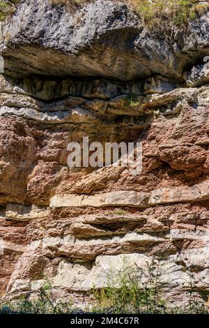 View at geological formations at Boljetin river gorge in Eastern Serbia ...