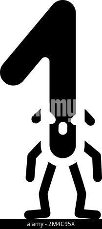 one number character glyph icon vector. one number character sign ...