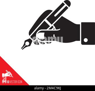 Hand with pen. Writing icon. Signing symbol isolated on white ...