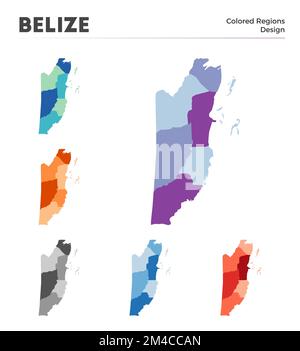 Isolated colored map of Belize with borders of the regions Stock Vector ...