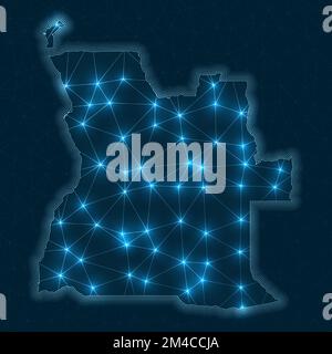 Network map of Angola. Country digital connections map. Technology ...