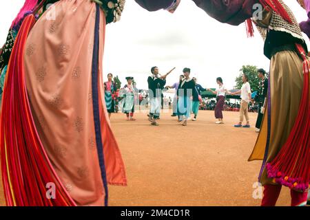 Lisu Hill Tribe show colorful and beautiful of traditional clothes ...