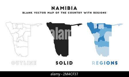 Namibia Map. Namibian Country Map. Black and White National Nation ...