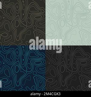 Topography patterns. Seamless elevation map tiles. Appealing isoline ...