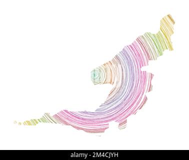 Bequia map design. Shape of the island with beautiful geometric waves ...