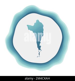 Phu Quoc Badge. Round logo of island with triangular mesh map and ...