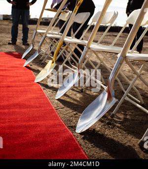 Construction ground breaking ceremony with red carpet Stock Photo - Alamy