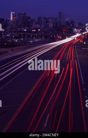 Denver skyline and Colfax Avenue Stock Photo - Alamy