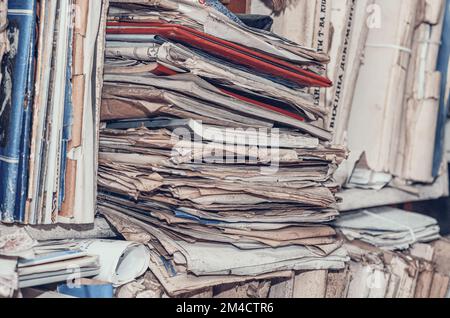 Old paper documents on shelves Stock Photo - Alamy