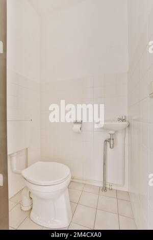 Part of bathroom with toilet bowl, washbasin on table, beautiful oval ...