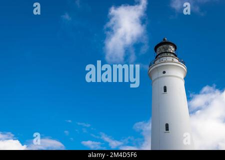 An old white lighthouse in Frederikshavn, hritshals, Denmark build ...