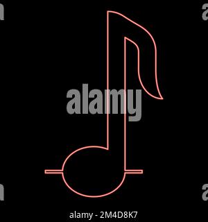 Neon eighth note icon black color vector illustration flat style simple ...