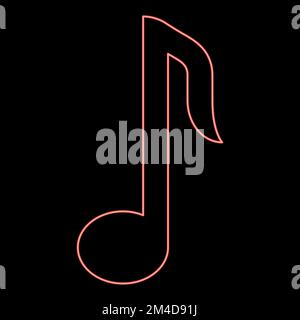 Neon note to the eighth icon black color vector illustration flat style ...