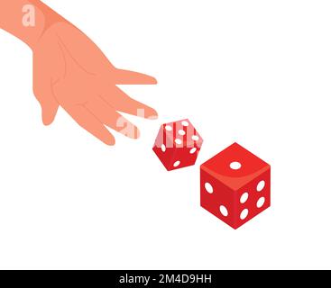 Cartoon, gambling and business risk concept, Businessman hand throwing ...