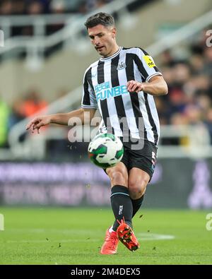 Fabian Schar of Newcastle United passes the ball during the Premier ...
